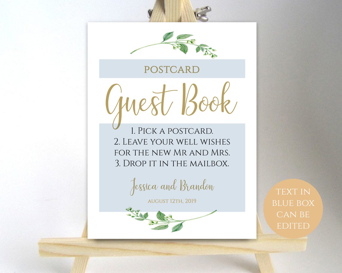 Printable Postcard Guestbook Sign Printable Guest Book Sign - Etsy