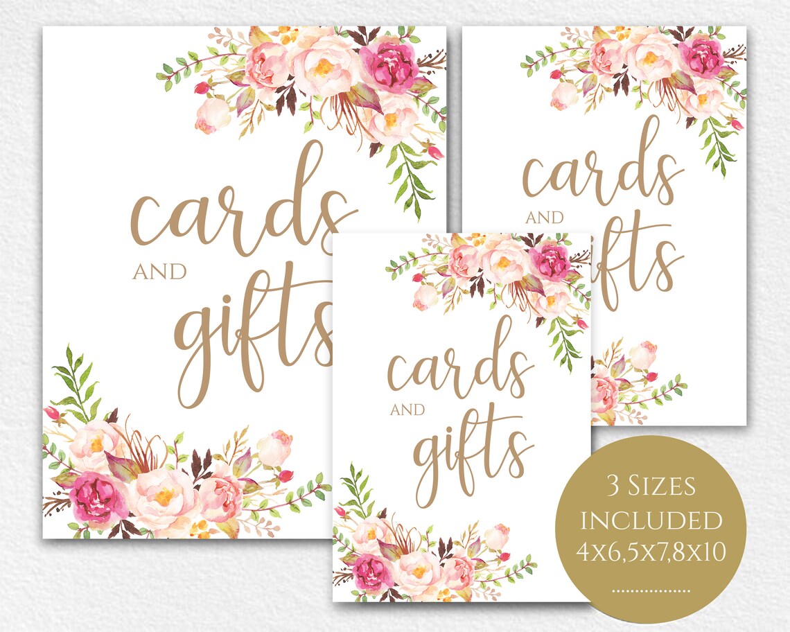 Cards and Gifts Printable Wedding Poster Cards and Gifts Sign | Etsy
