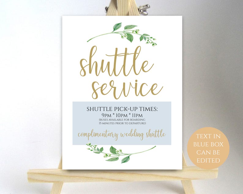Printable Shuttle Sign Shuttle Service Sign Shuttle Service | Etsy