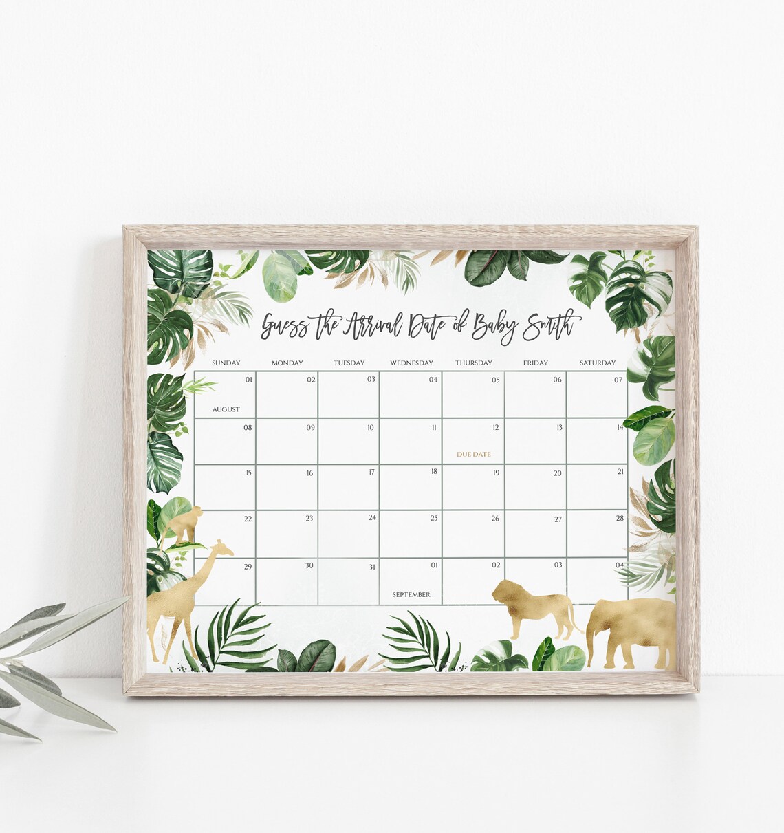 Due Date Calendar Baby Birthday Calendar Editable Baby Shower - Etsy