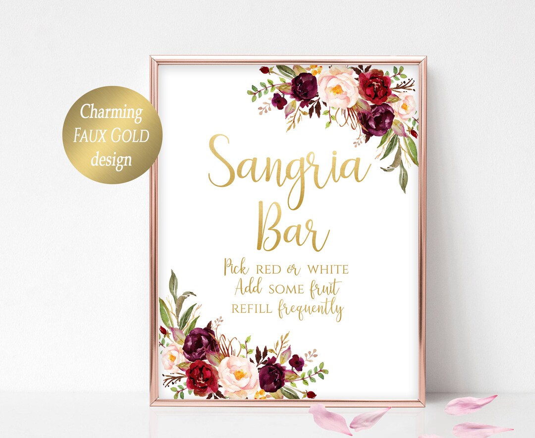 Sangria Bar Sign Party Sangria Sign Wedding Drink Sign Sangria Wedding ...