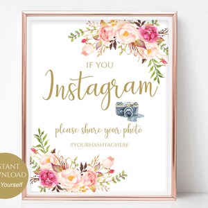 If You Instagram Printable Hashtag Sign, Editable Instagram Sign ...
