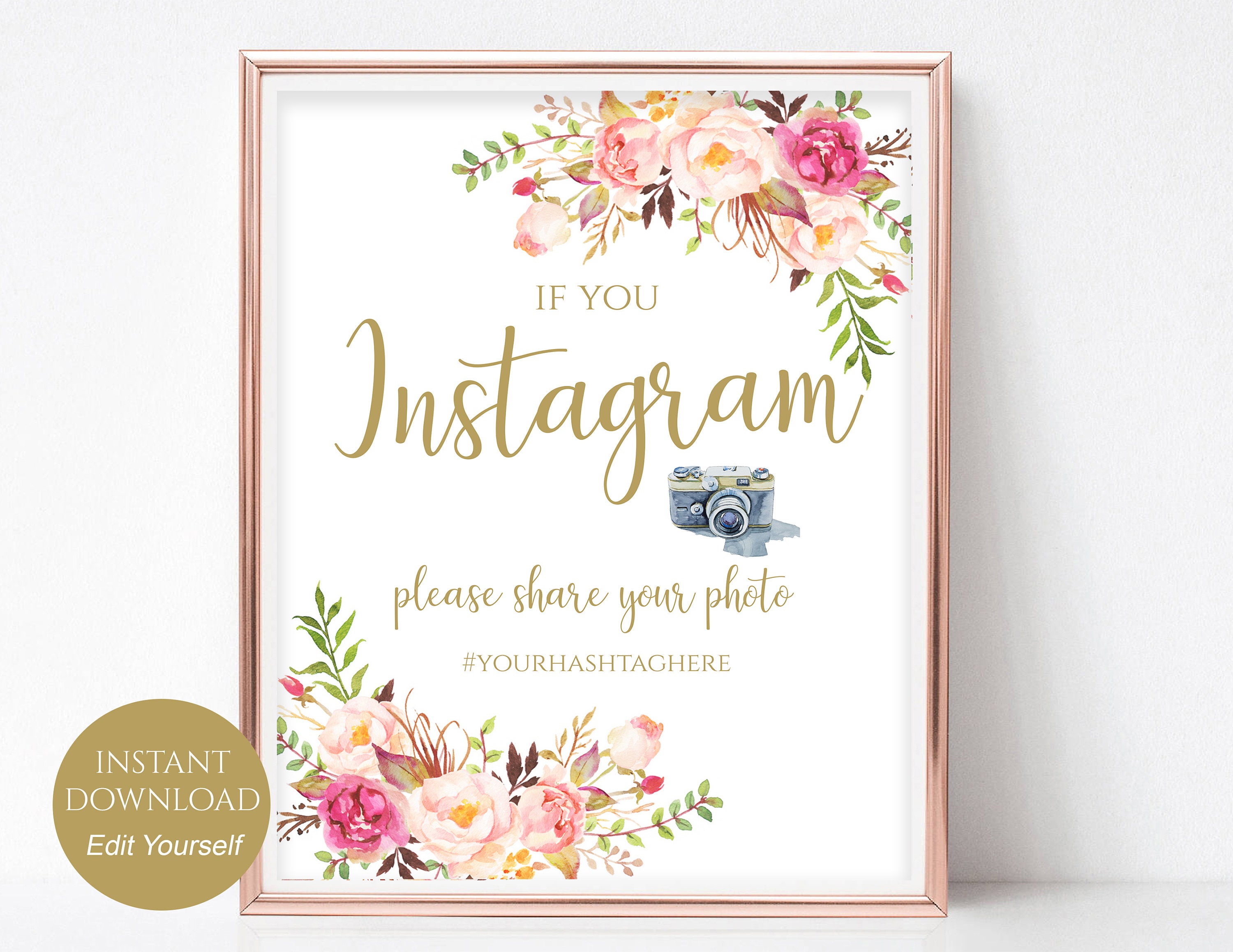 If You Instagram Printable Hashtag Sign Editable Instagram - Etsy