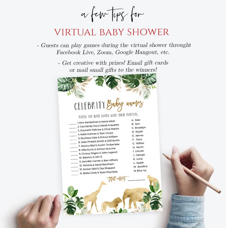 Celebrity Baby Names Virtual & Printable Baby Shower Game | Etsy