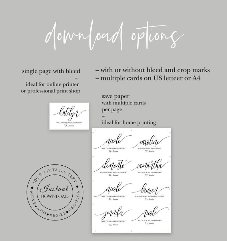 Bridesmaid Proposal Labels Mini Champagne Wine Label Instant - Etsy