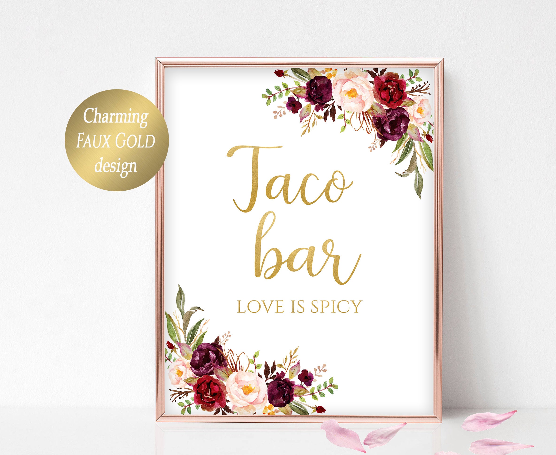 Printable Taco Bar Sign DIY Wedding Taco Sign Love is Spicy | Etsy