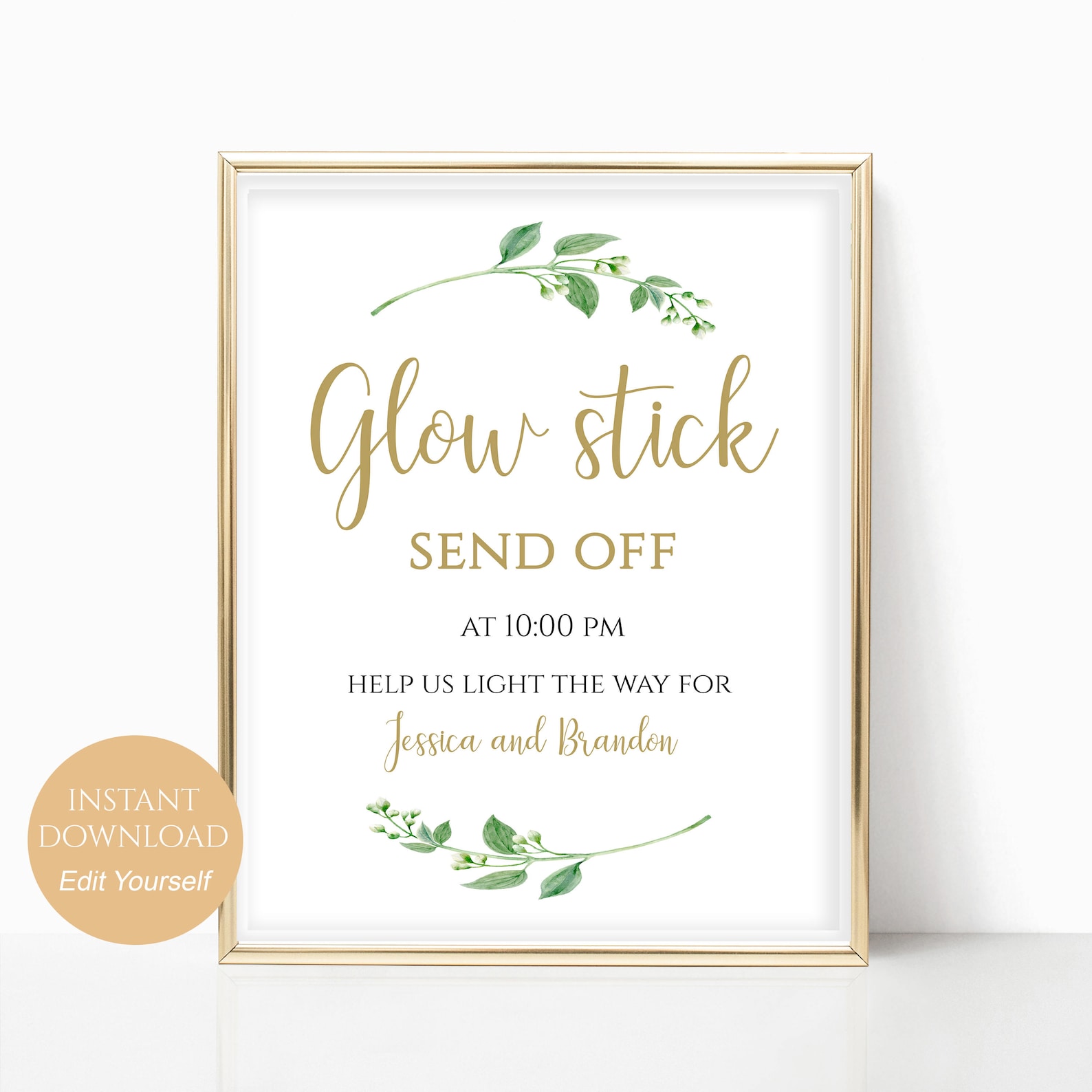 Personalized Glow Stick Send off Wedding Sign Printable | Etsy