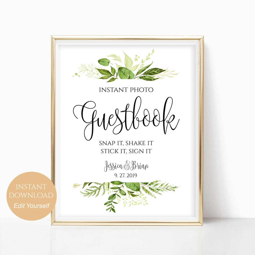 Personalized Guestbook Sign Editable Instant Photo Guest Book - Etsy