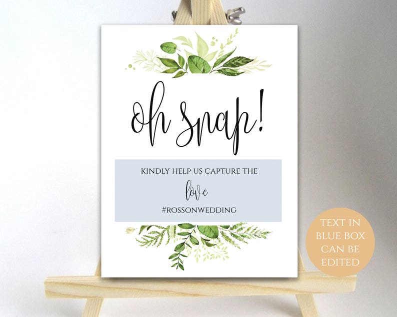 Oh Snap Hashtag Party Sign Instagram Sign Floral Wedding | Etsy
