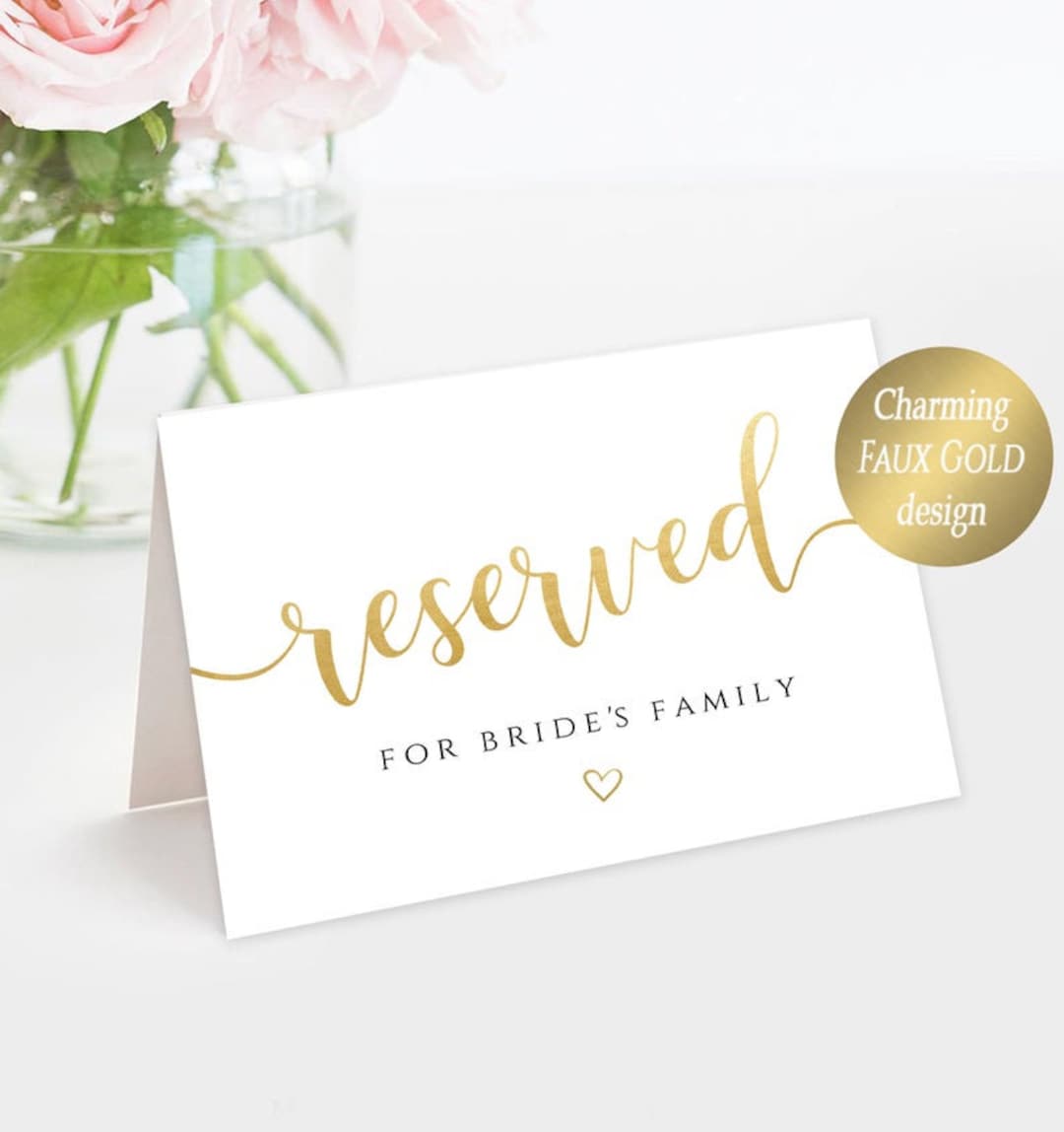 Faux Gold Reserved Table Sign: Wedding Printable (instant Download) - Etsy