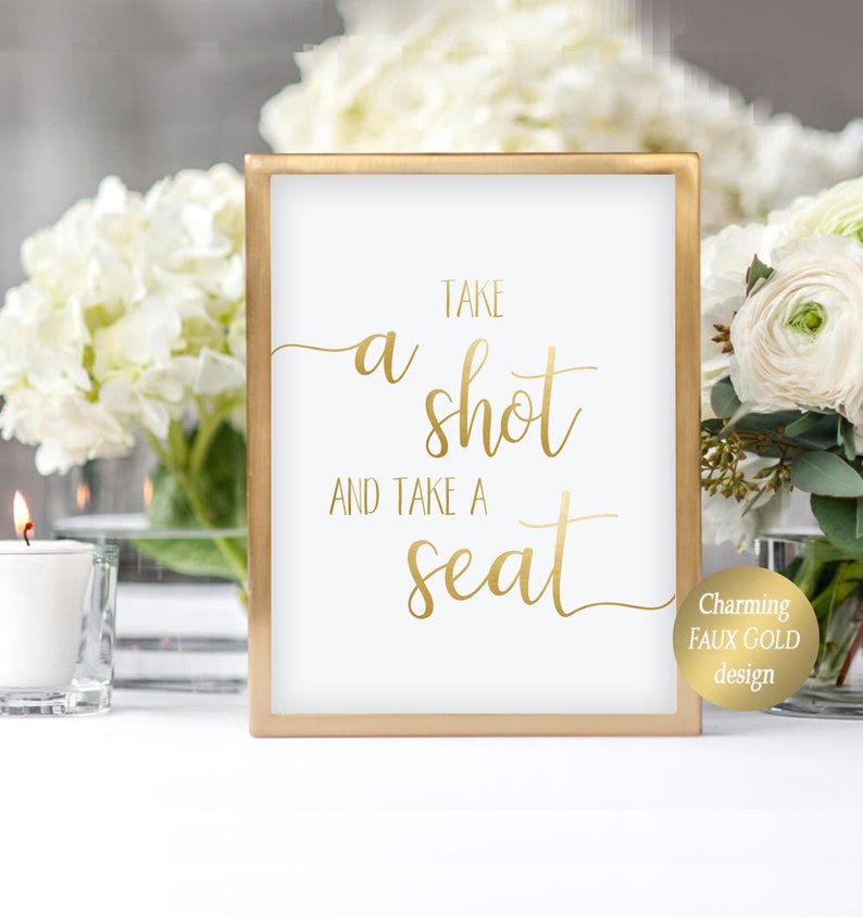 Take a Shot Sign Take A Shot and Take A Seat Wedding Seating - Etsy UK