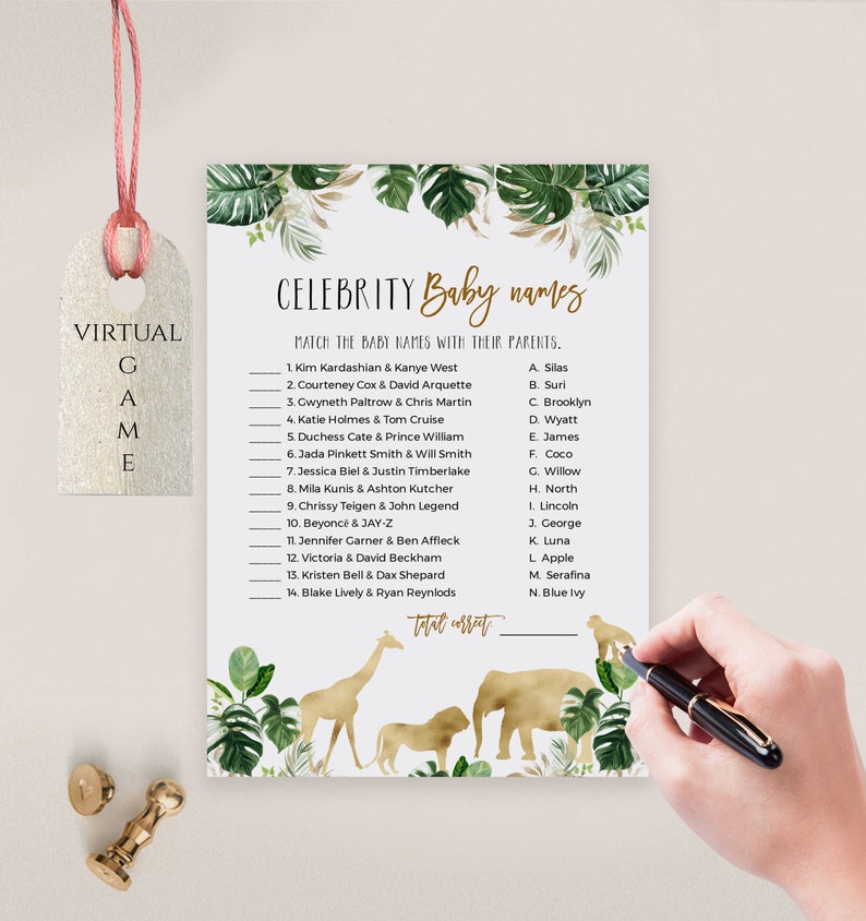 Celebrity Baby Names Virtual & Printable Baby Shower Game | Etsy