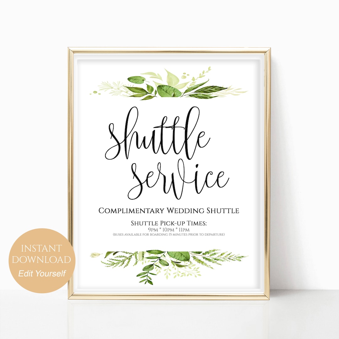 Printable Shuttle Sign Shuttle Service Sign Shuttle Service Printable ...