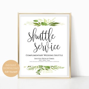 Printable Shuttle Sign Shuttle Service Sign Shuttle Service Printable ...