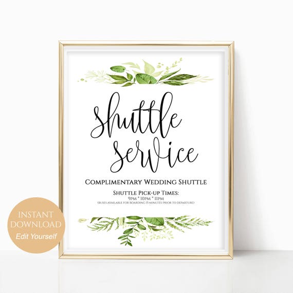 Printable Shuttle Sign Shuttle Service Sign Shuttle Service - Etsy