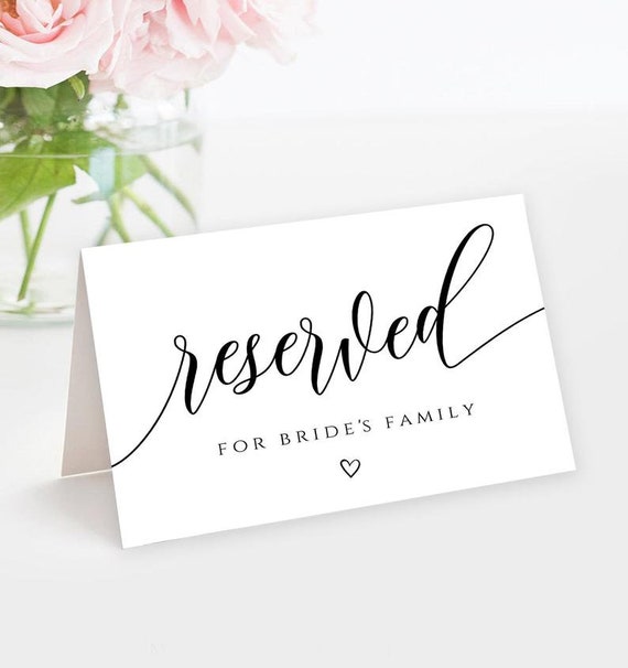 Reserved Table Signs Template