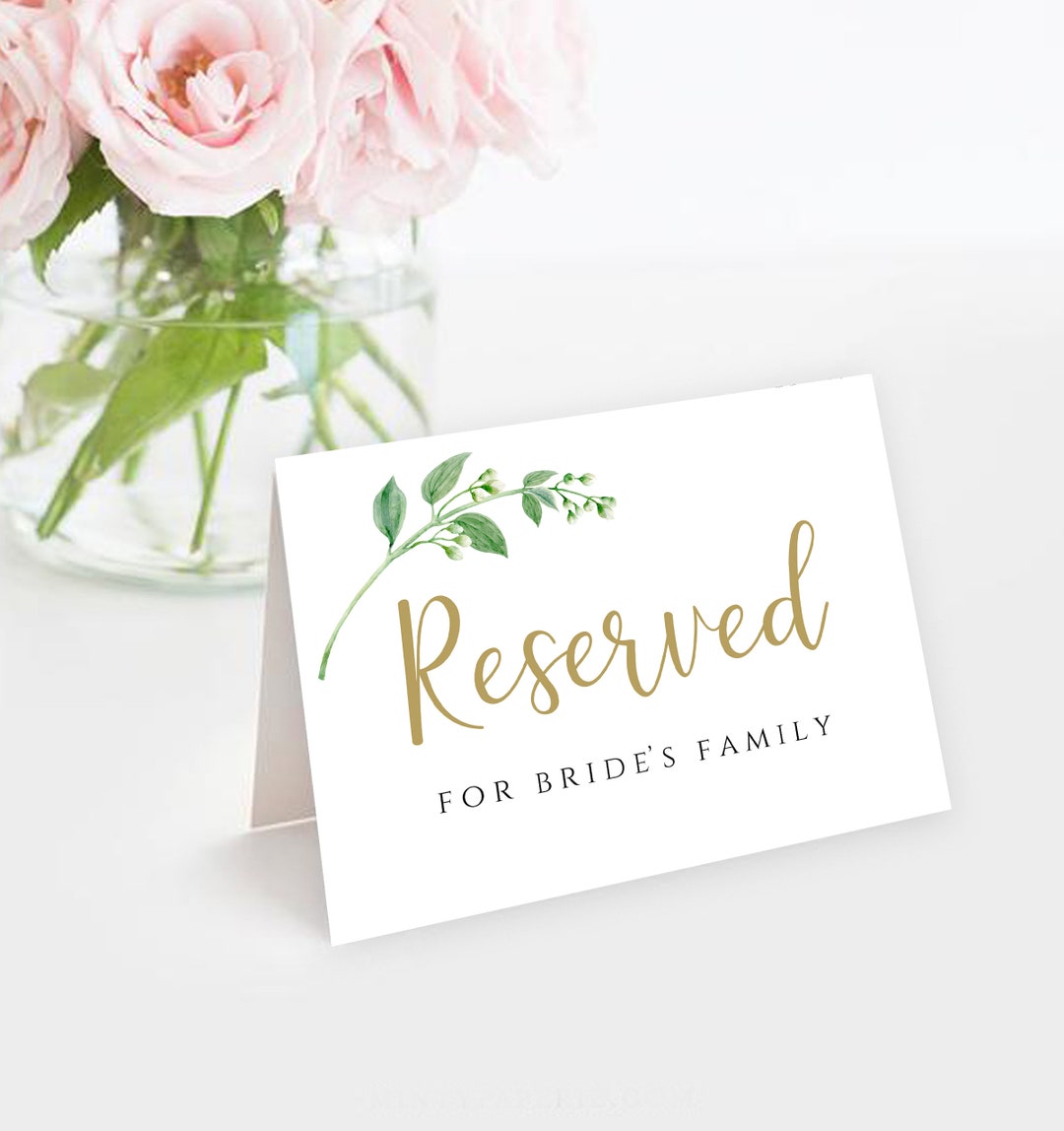 Gold Reserved Sign Reserved Printable Reserved Wedding Sign - Etsy