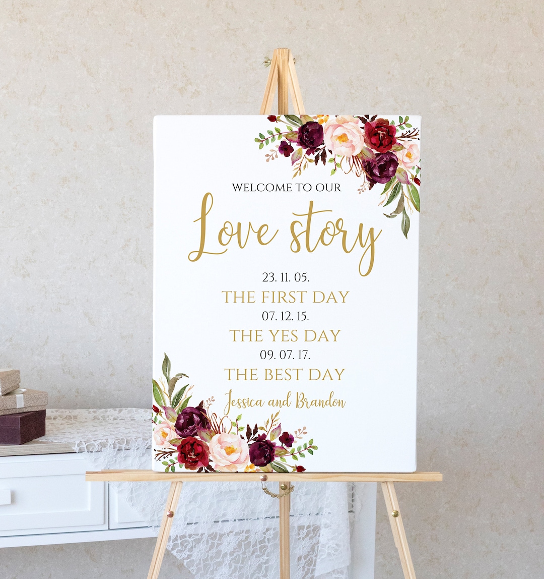 Our Love Story Sign, Special Dates Sign, Anniversary Reception Sign ...