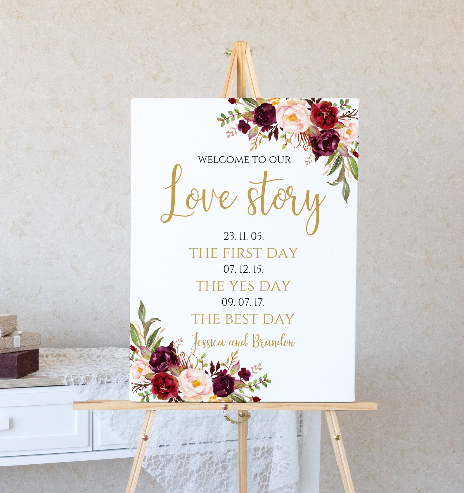 Our Love Story Sign Special Dates Sign Wedding Date Sign - Etsy