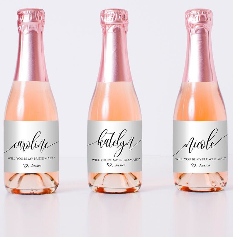 Bridesmaid Proposal Labels Mini Champagne Wine Label Instant - Etsy