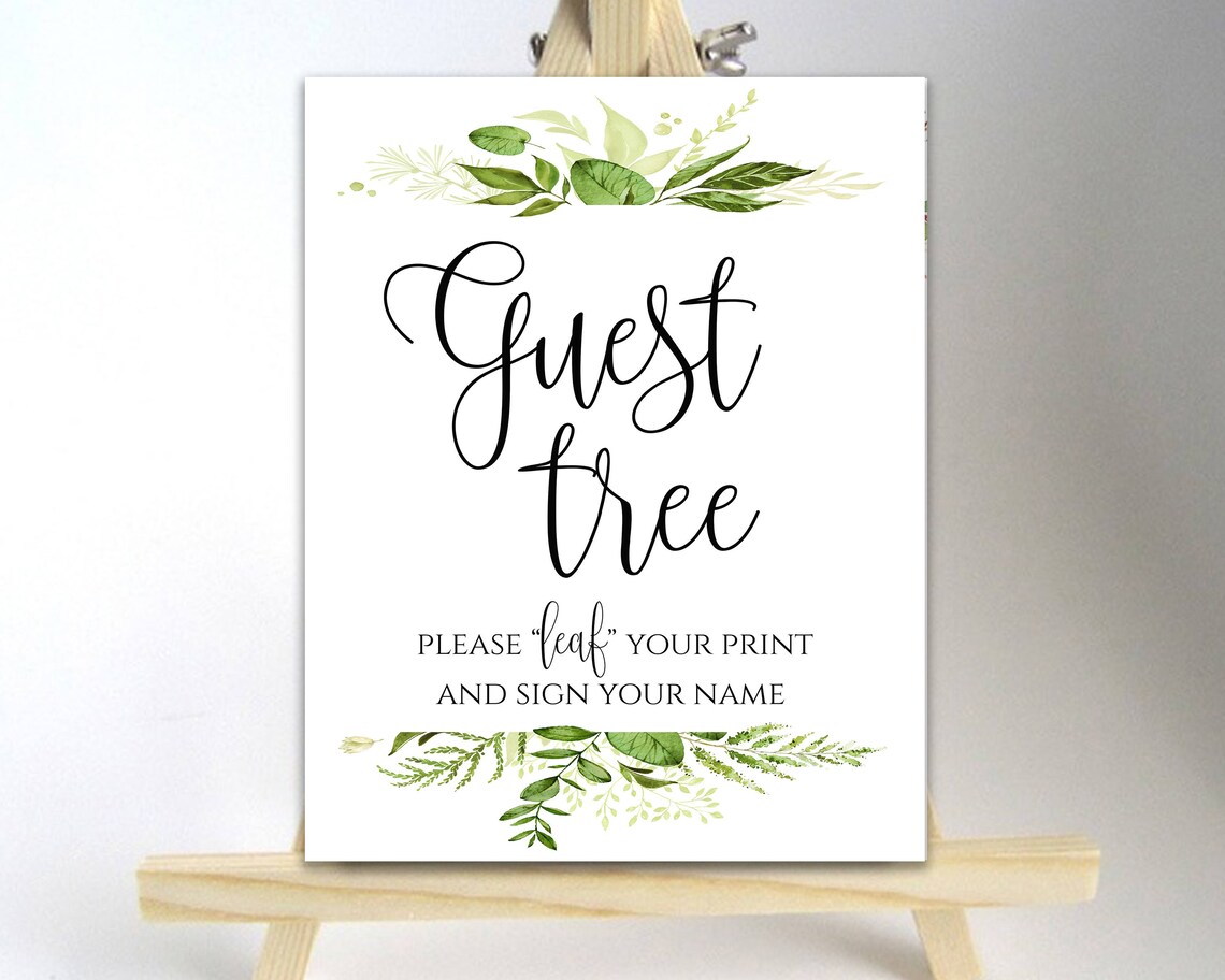 Printable Guest Tree Sign Please Leaf Your Name Guest Book - Etsy