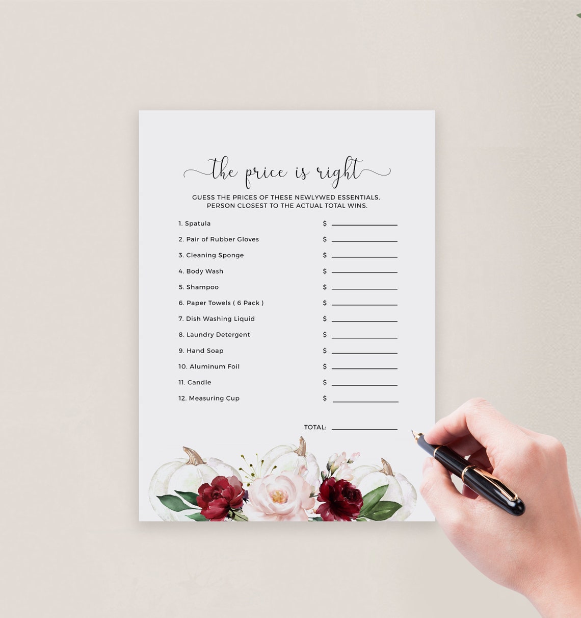 The Price is Right Game Template Printable Bridal or Baby - Etsy