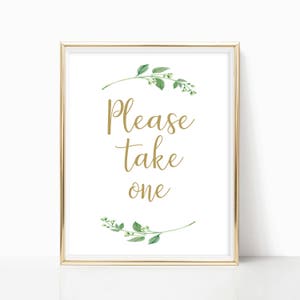 Printable Please Take One Sign Party Favors Please Tahle One Wedding ...