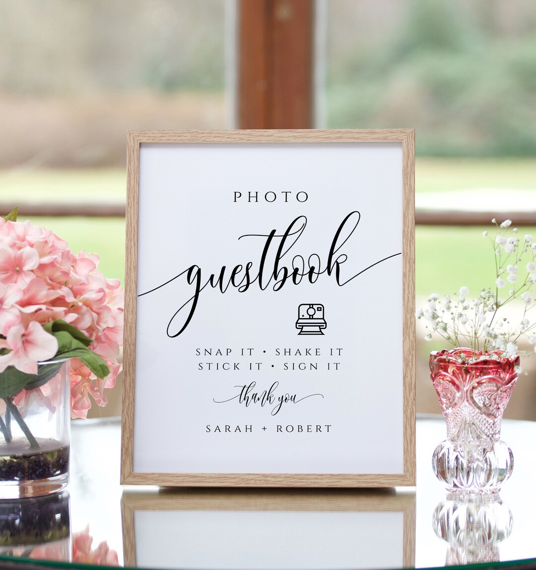Photo Guestbook Sign Personalized Photo Booth Sign, Snap It, Shake It ...