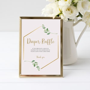 Diaper Raffle Cards Baby Shower Game Printable Diaper Raffle Sign 5x7 ...