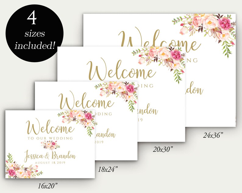 Printable Welcome Sign Wedding Horizontal Welcome Poster - Etsy