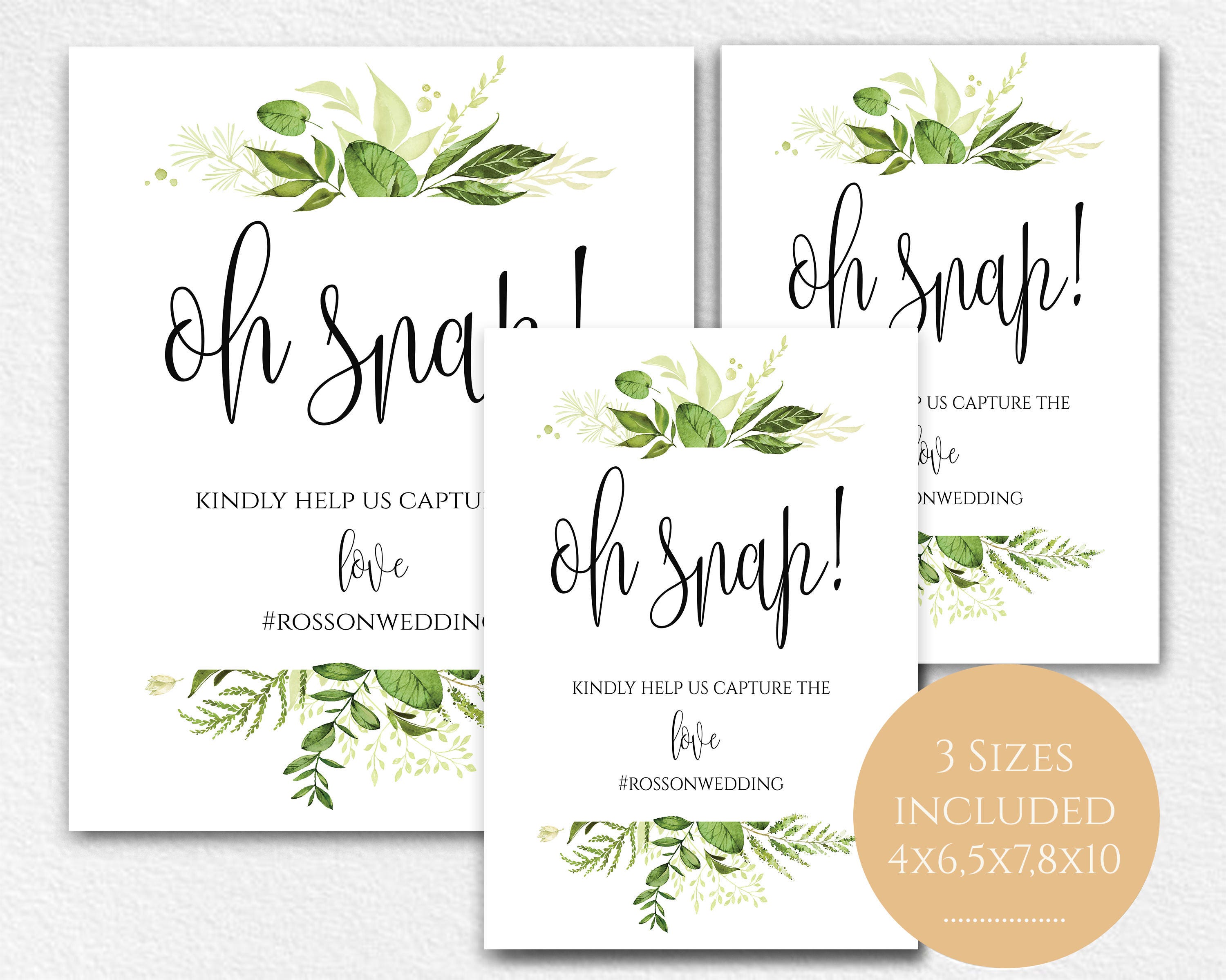 Oh Snap Hashtag Party Sign Instagram Sign Floral Wedding | Etsy