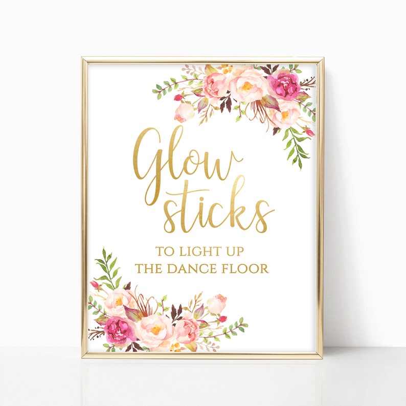 Printable Glow Stick Sign Glow Signs Glow Sticks for Wedding - Etsy