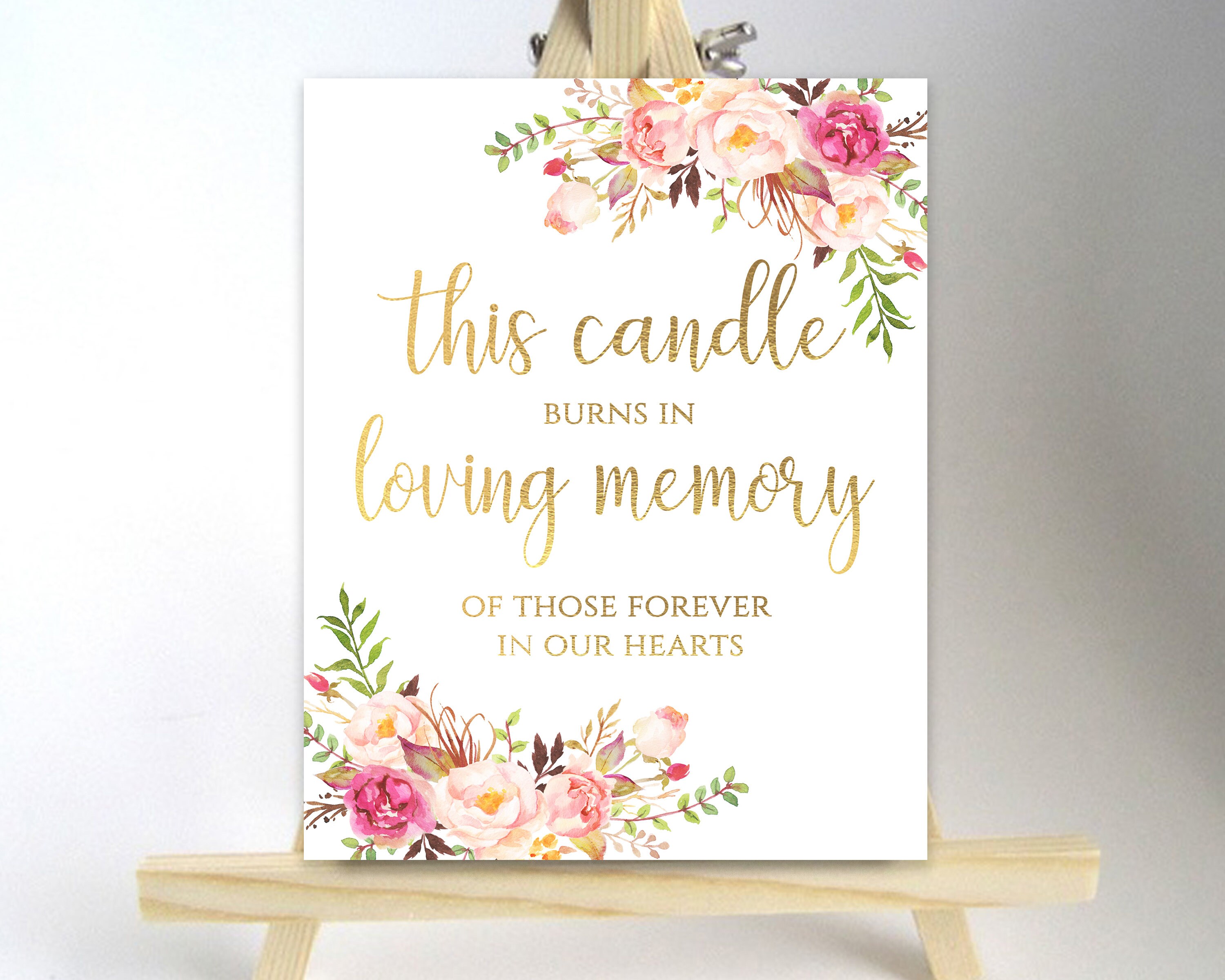 Wedding Memorial Candle Sign: Pastel Blooms in Loving Memory (digital ...