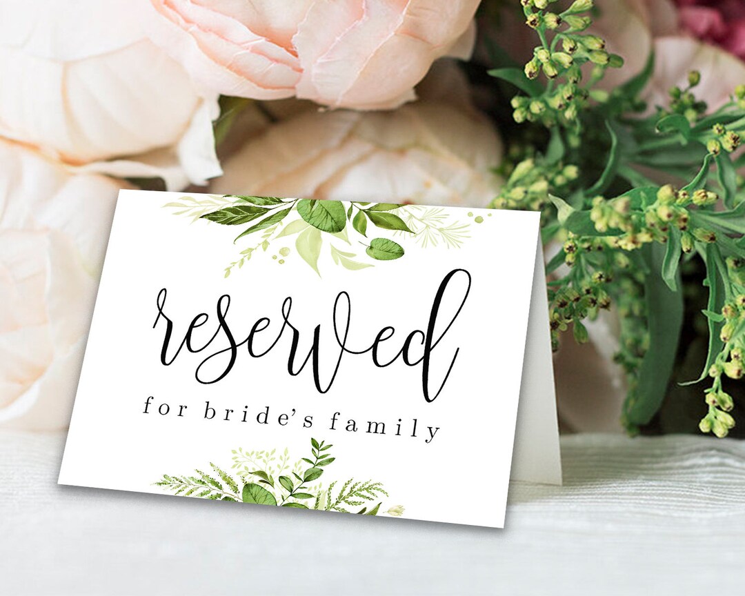 Reserved Printable Reserved Wedding Sign Reserved Table Sign Wedding ...