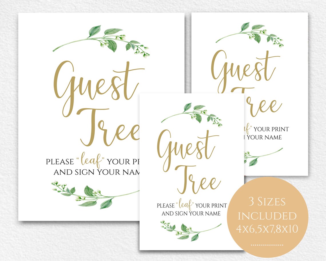 Printable Guest Tree Sign Please Leaf Your Name Guest Book - Etsy