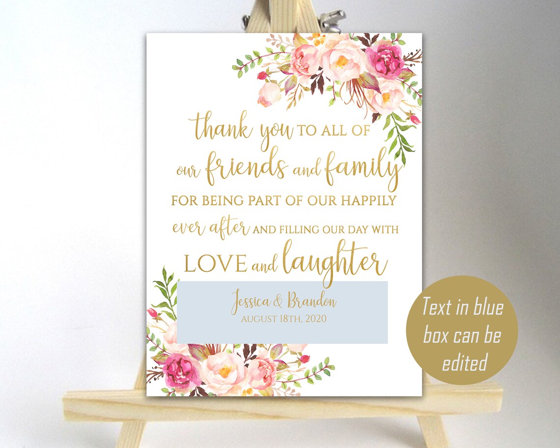 Personalized Thank You Sign Wedding Thank You Poster Instant | Etsy