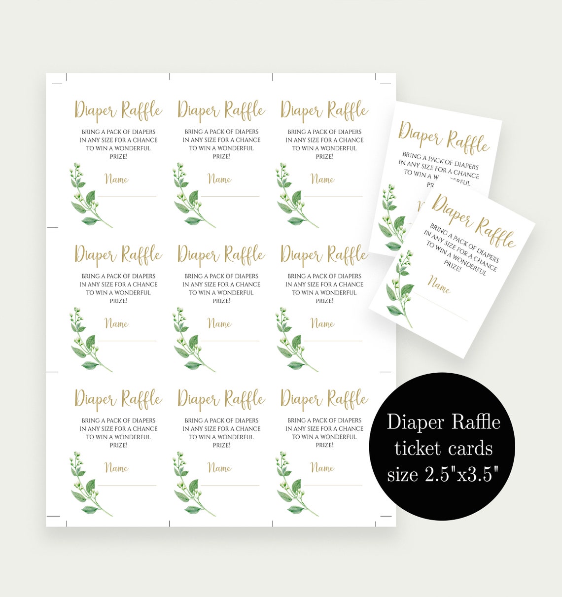 Diaper Raffle Cards Baby Shower Game Printable Diaper Raffle - Etsy