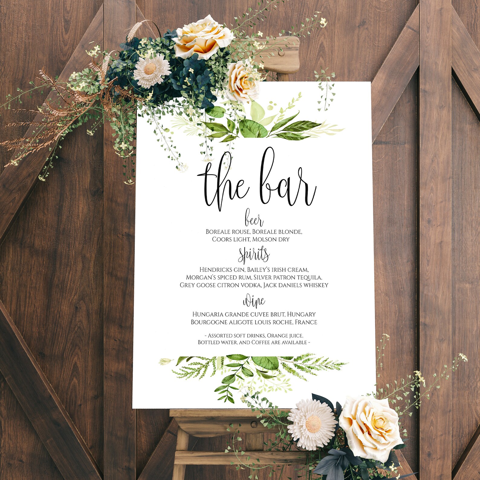 The Bar Menu Sign Bar Menu Printable Drink Menu Wedding Bar | Etsy