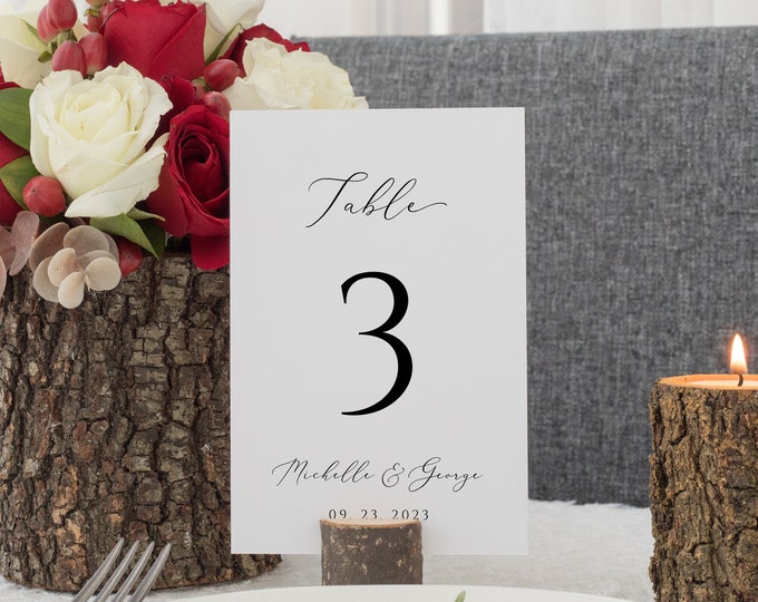 Editable Minimalist Table Number Card Fancy Script Fully Editable ...
