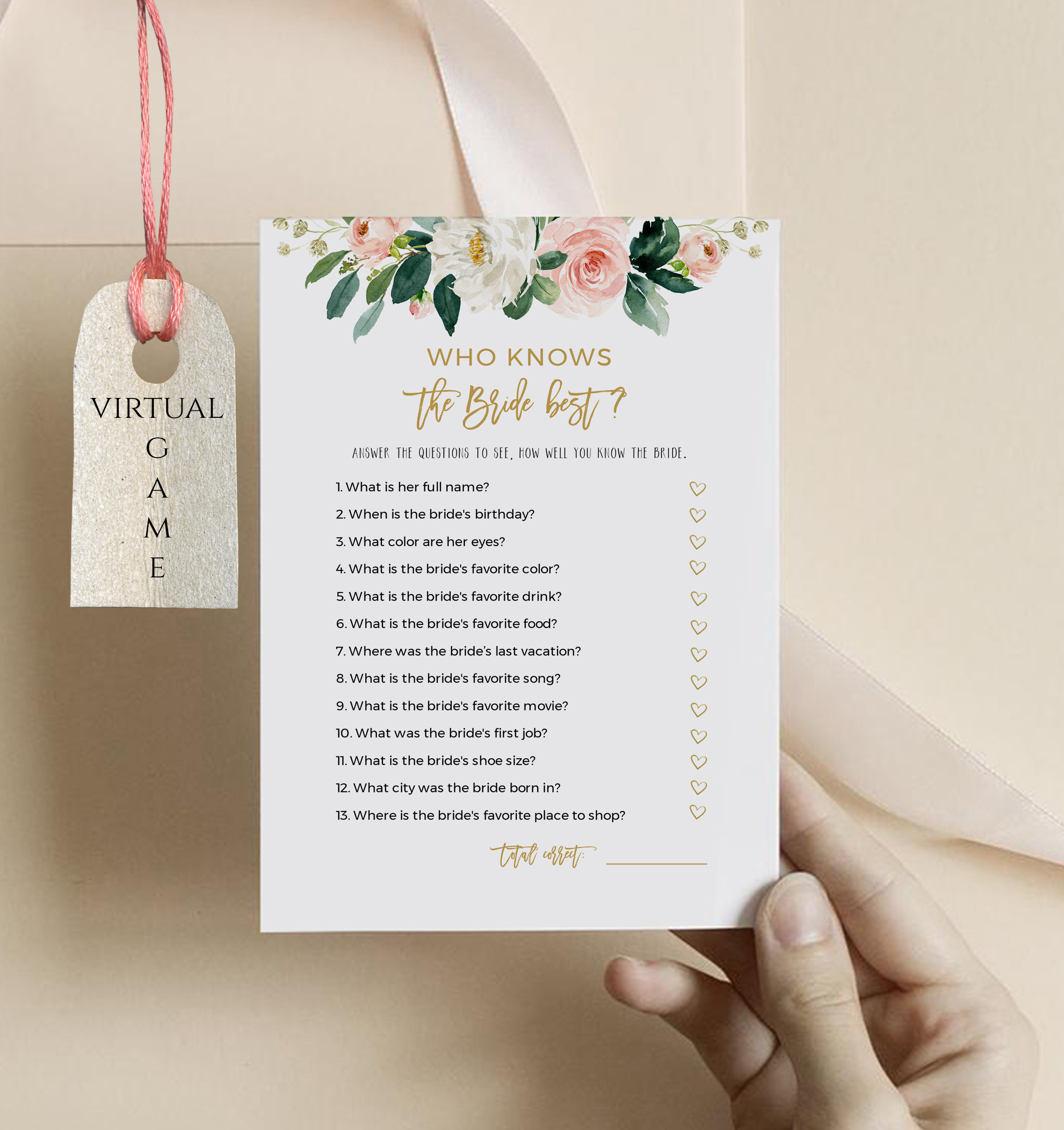 Who Knows the Bride Best Game Printable & Virtual Bridal | Etsy