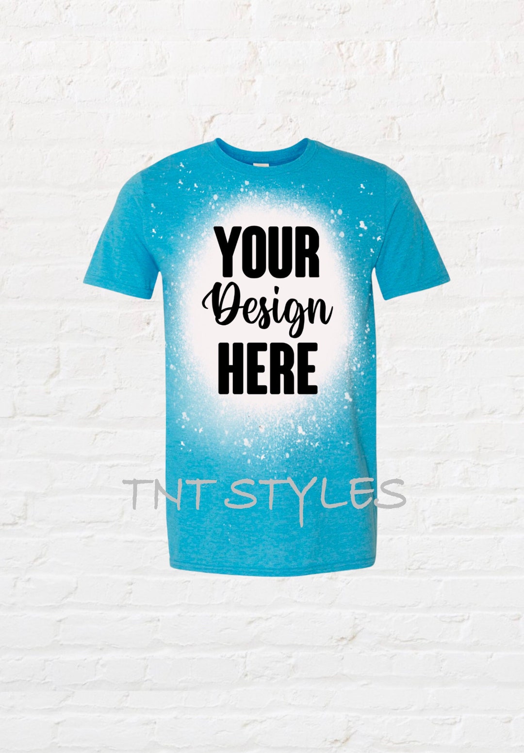 Gildan Heather Sapphire Blue Bleached Tee Mockup, Bleached Shirts Blank ...