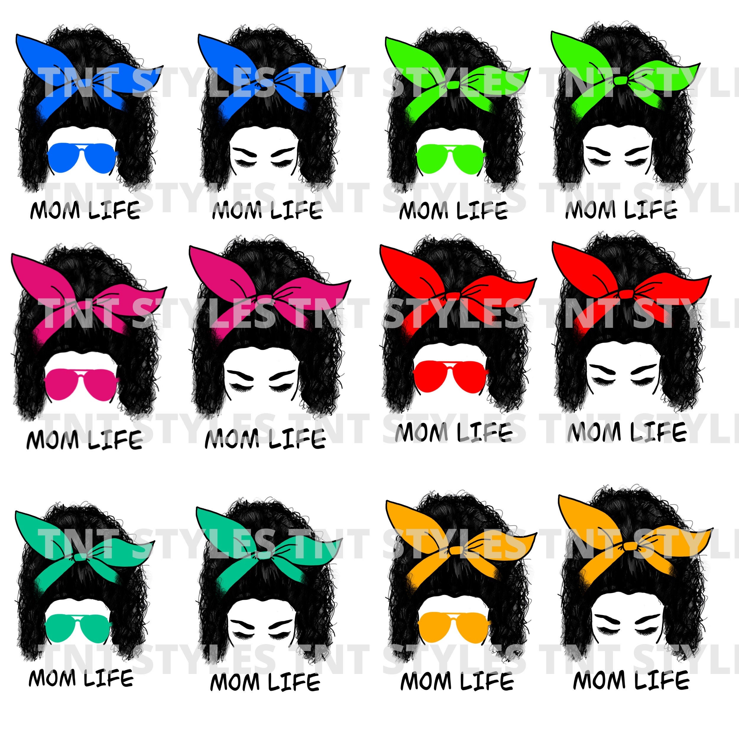 BUNDLE of 16 Downloads, Curly Hair Mom Life PNG, Sublimation Instant ...