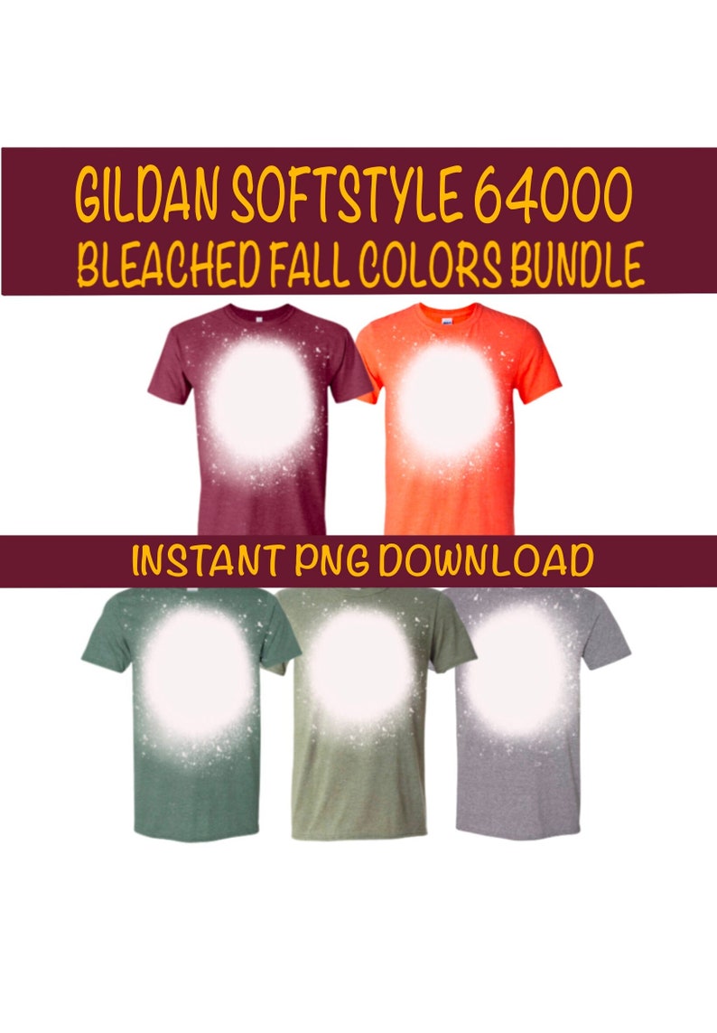 Gildan Softstyle Bleached Tee Mockups Bundle Fall Flatlay Heather
