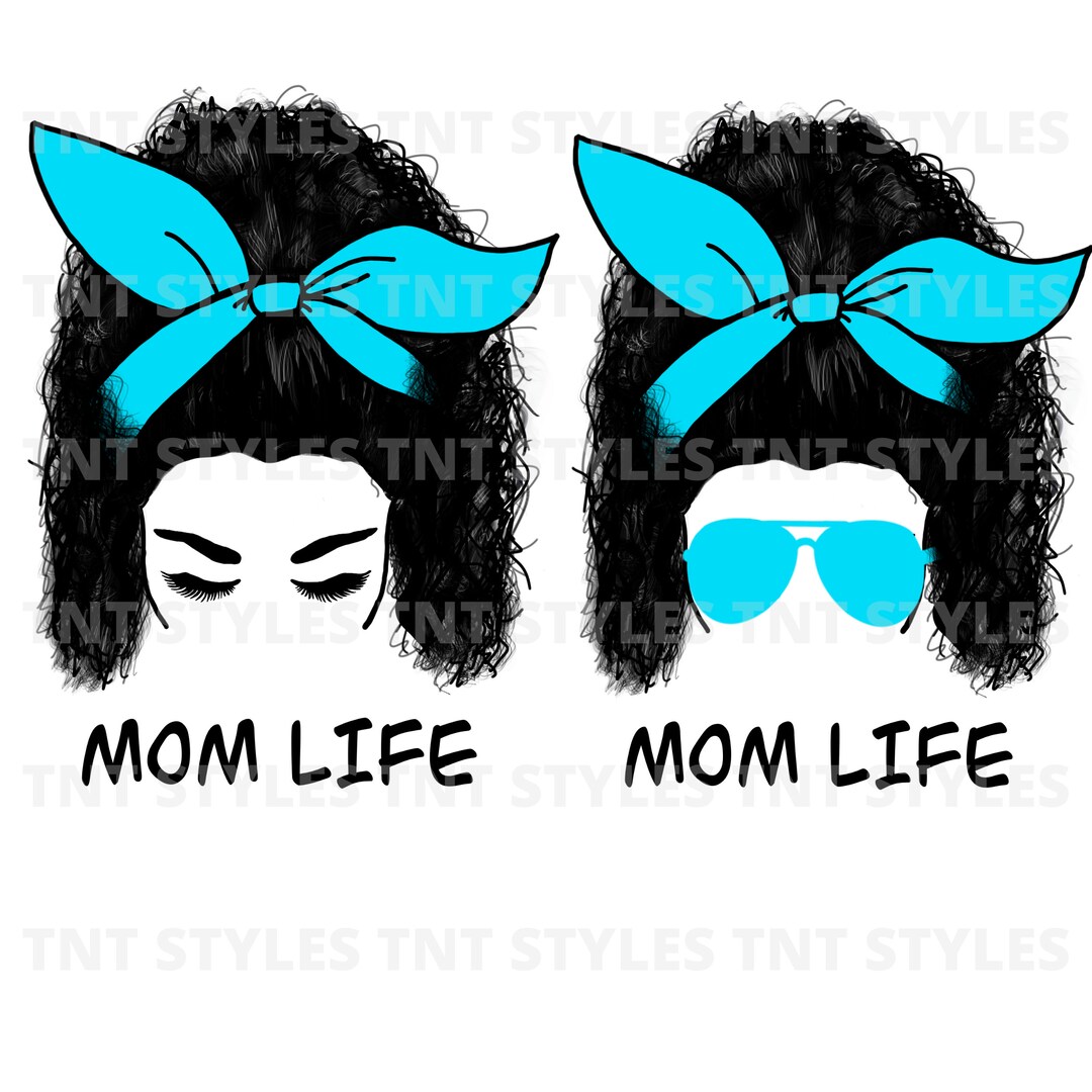 Sky Blue Curly Hair Mom Life PNG, Sublimation Instant Download ...