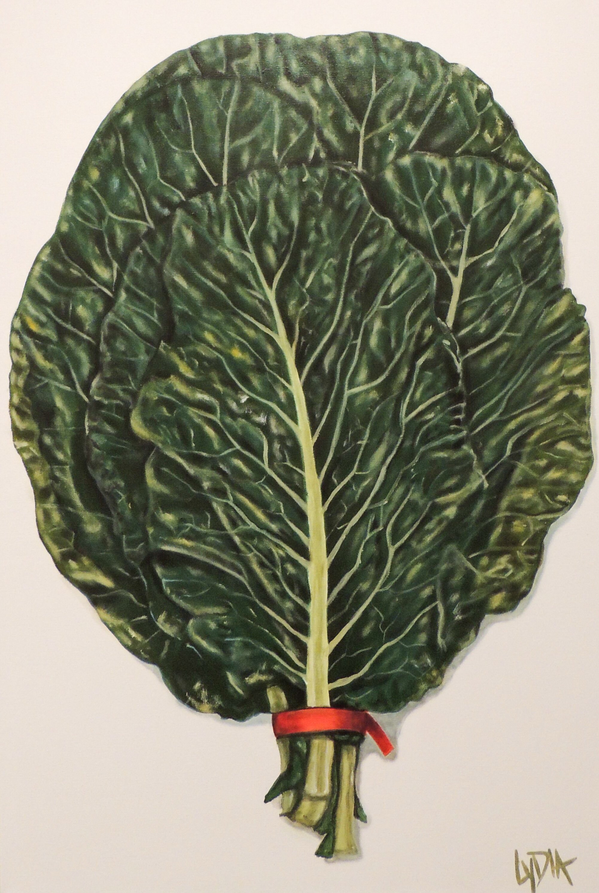 Realistic original painting, collard greens, acrylic southern painting ...