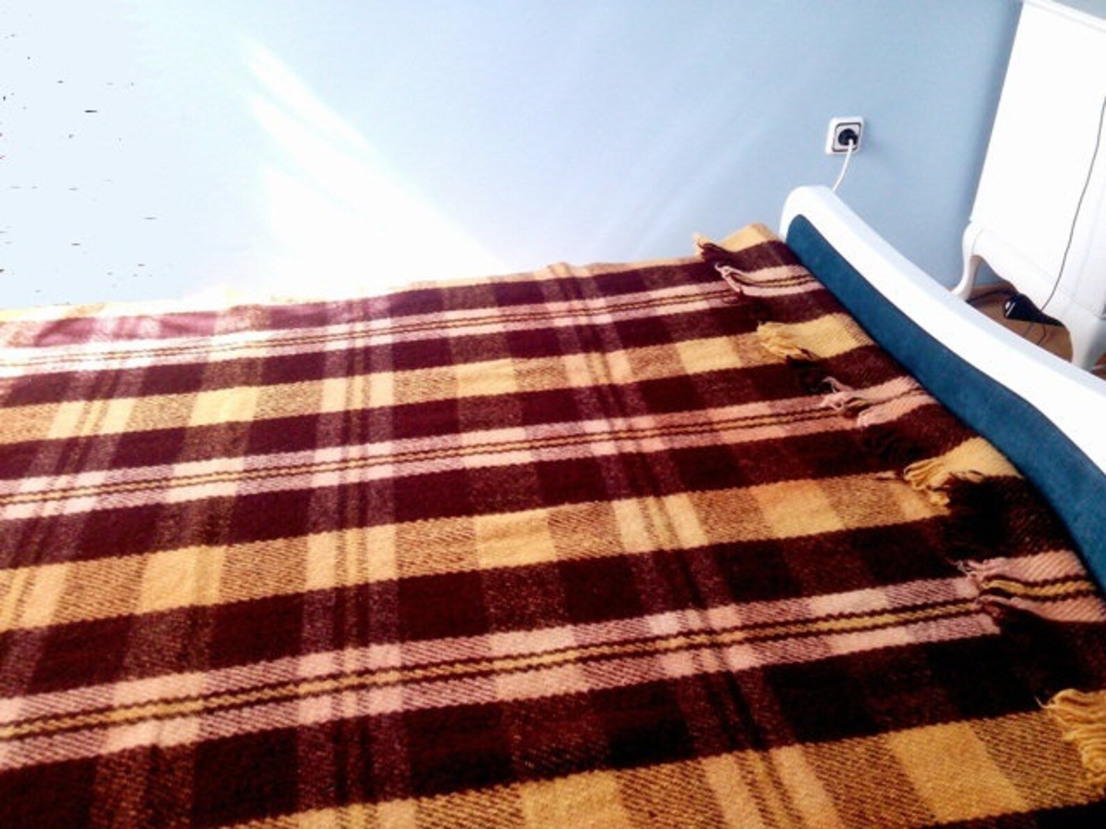 Plaid Wool Blanket/ Yellow-brown Tartan Throw/ Handmade Extra - Etsy