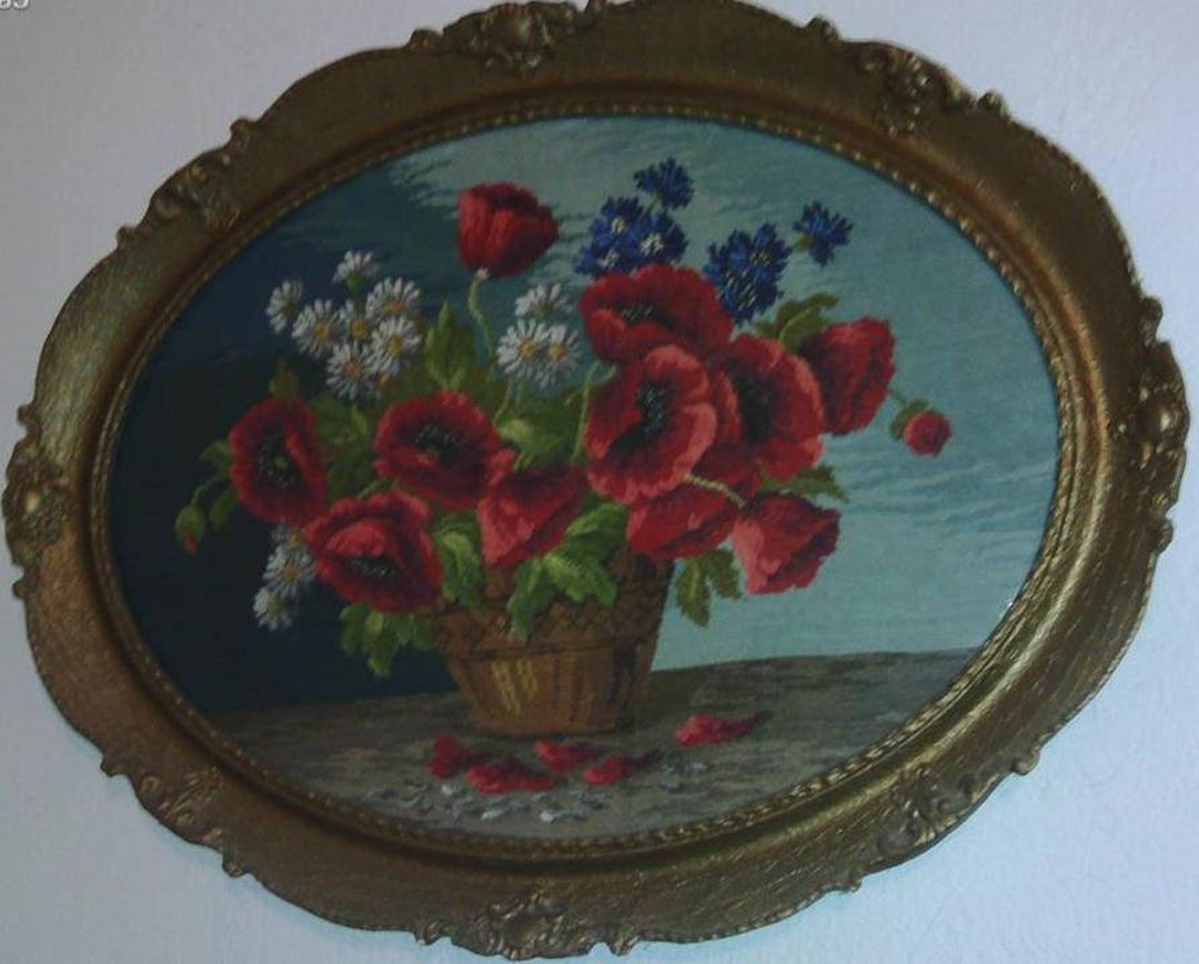 Vintage Gobelin Tapestry by Wiehler Poppies (wild Flowers) / Handmade ...