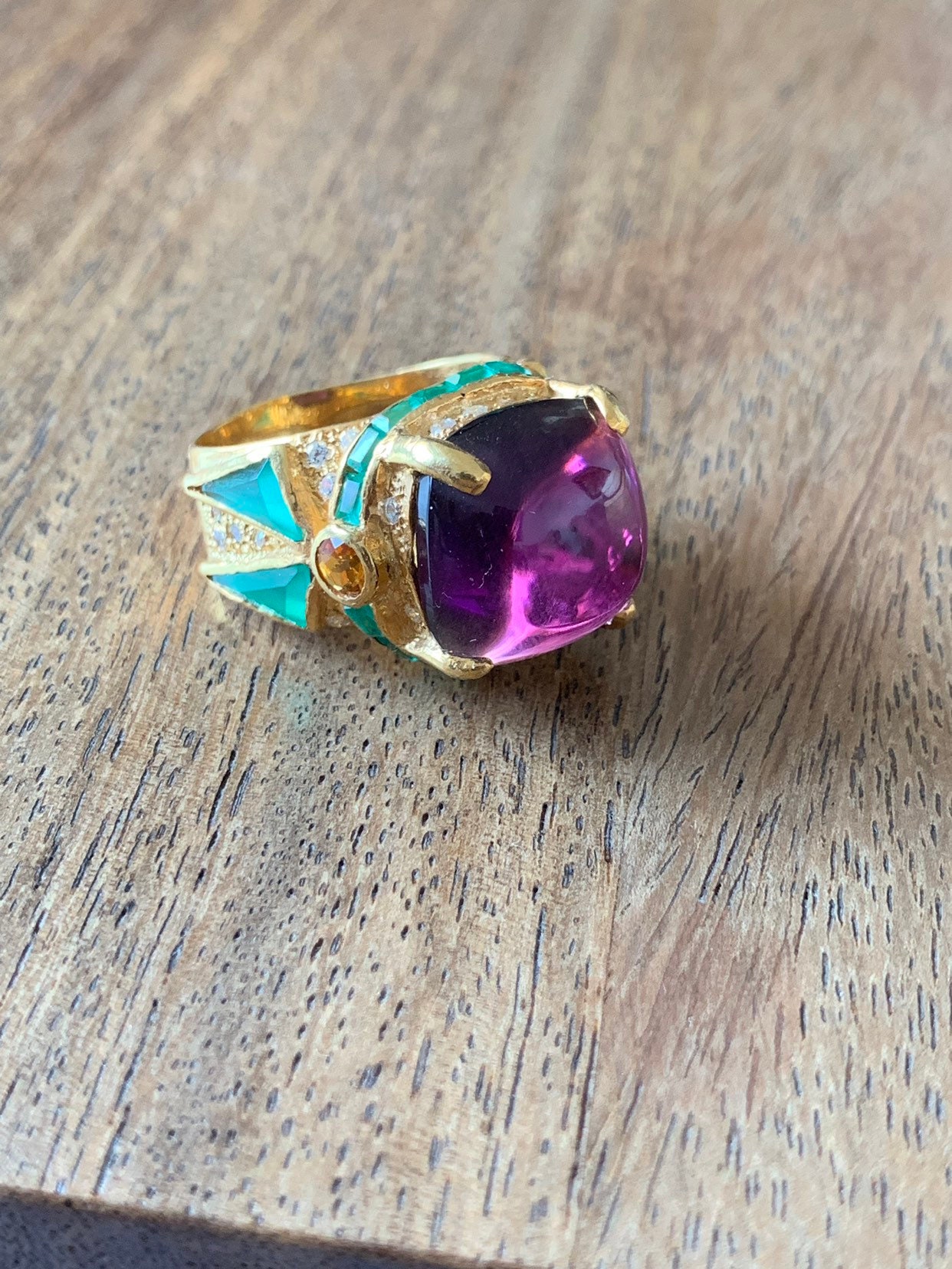15 Carat Cabachon Purple Amethyst and Cocktail Ring Engagement Ring ...