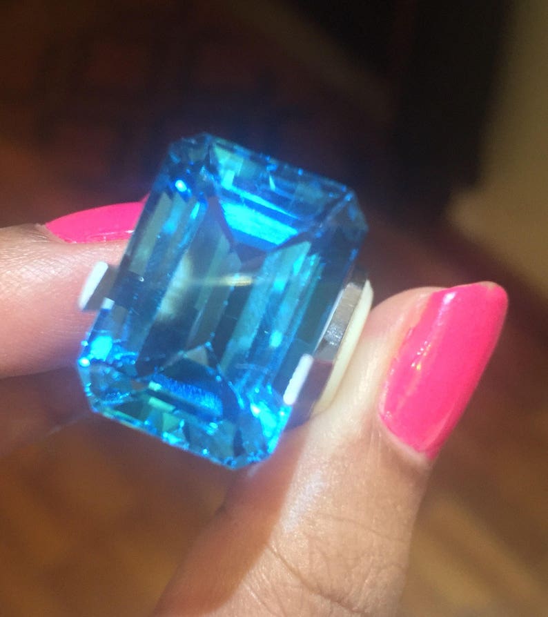 20 Carat Emerald Cut Rectangular Blue Topaz Gemstone - Etsy