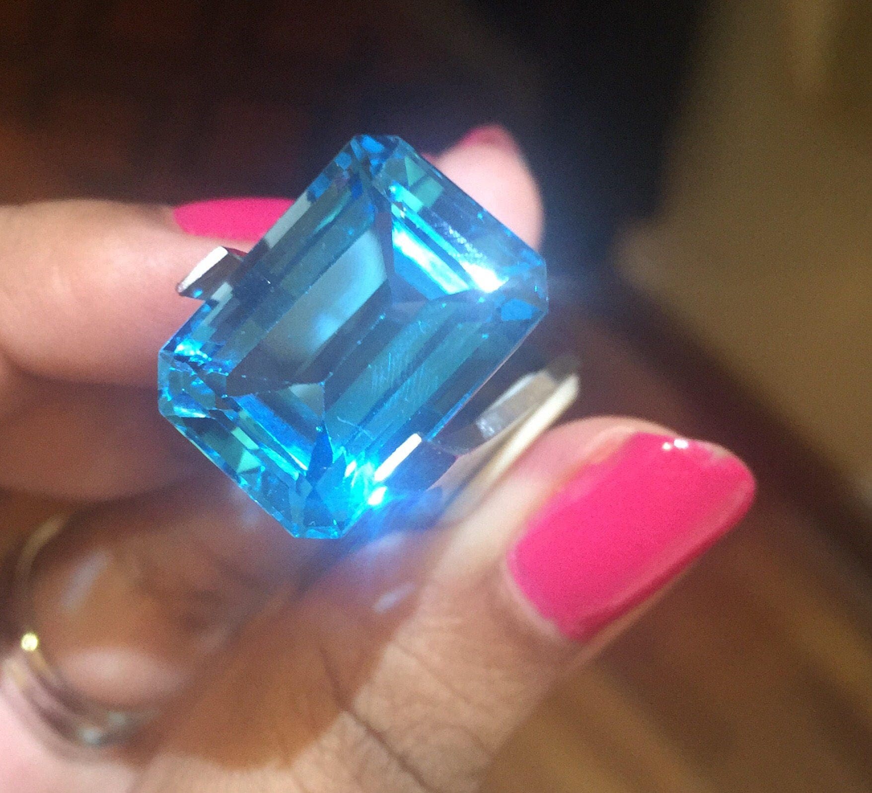 20 carat Emerald cut rectangular blue Topaz Gemstone | Etsy